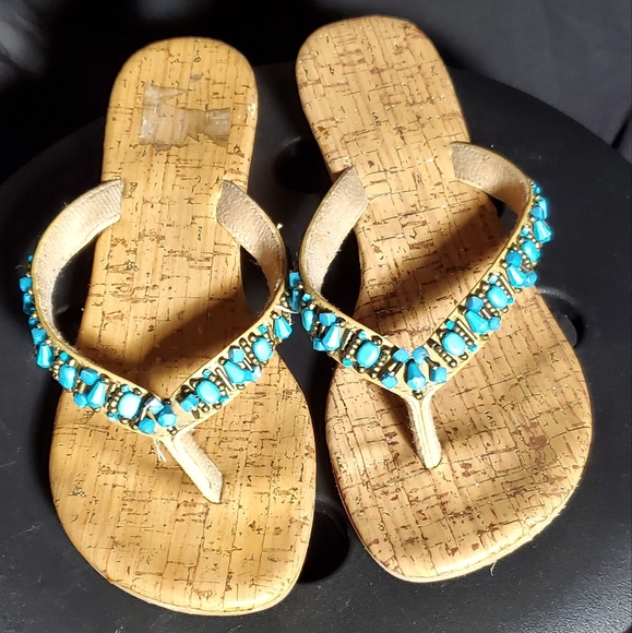 Shoes | Turquoise Stone Summer Flip Flops | Poshmark